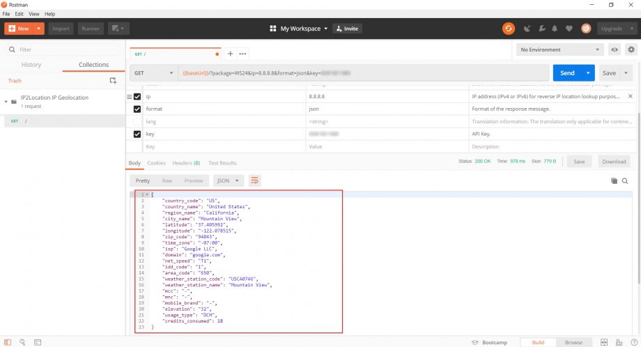 Using Postman to call IP2Location IP Geolocation API | IP2Location.com