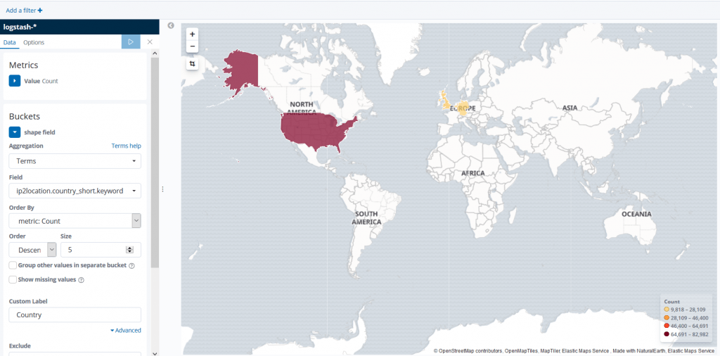 How to create map visualization in Kibana using IP2Location Data ...