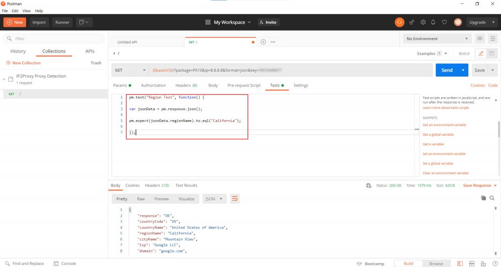 Using Postman to call IP2Proxy Proxy Detection API | IP2Location.com