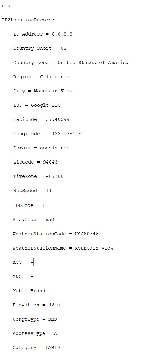 Calling IP2Location inside MATLAB | IP2Location.com