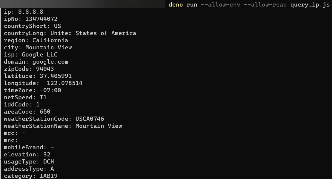 How to use IP2Location in Deno? | IP2Location.com