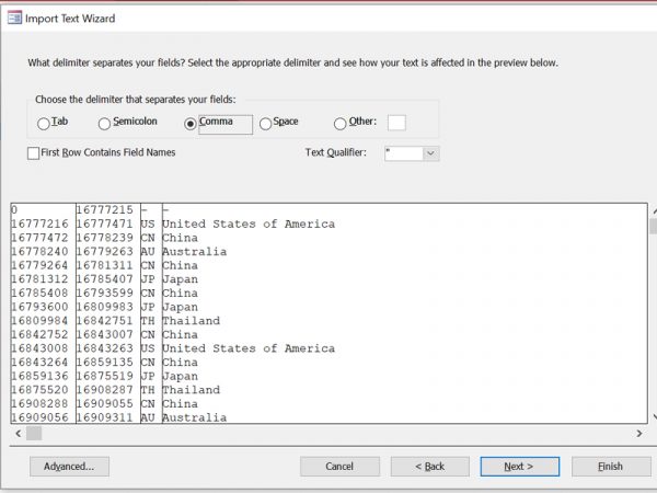 How to import CSV into Microsoft Access database? | IP2Location.com